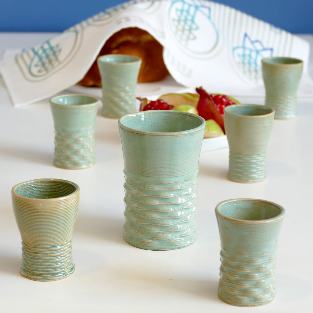 Shabbat Table Set - Kiddush Cup and Six Small Wine Goblets - 3D Printe ...
